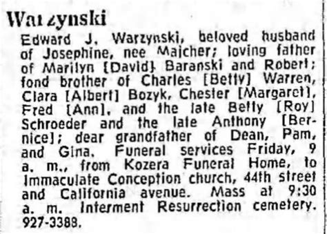 Edward Joseph Warzynski 1905 1968 Find A Grave Memorial