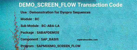 Demoscreenflow Sap Tcode For Demonstration For Dynpro Sequences