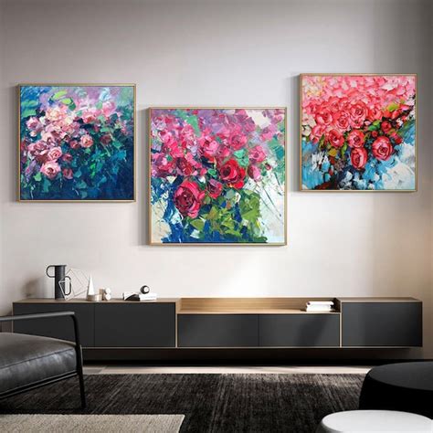 Abstract Flower Canvas Wall Art Etsy
