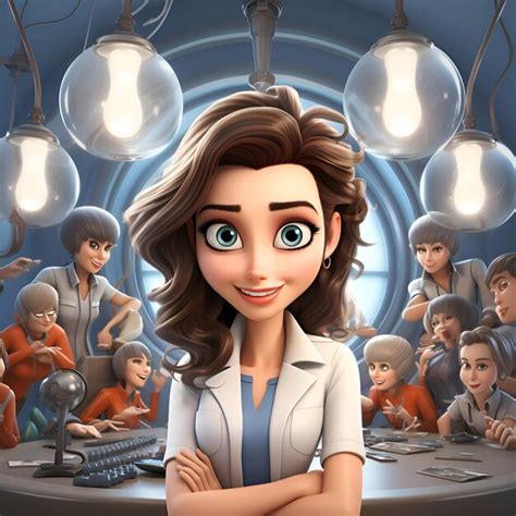 Premium Photo Young Business Woman With Many People Around Her 3d Illustration