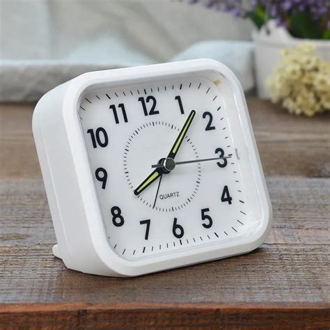 Square Alarm Clock Quartz Analogue Table Desk Clock 10cm Square