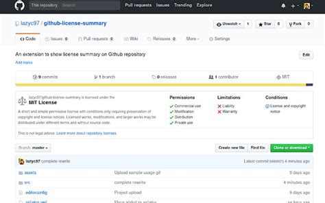 Github License Summary Google Chrome 용 확장 프로그램 다운로드