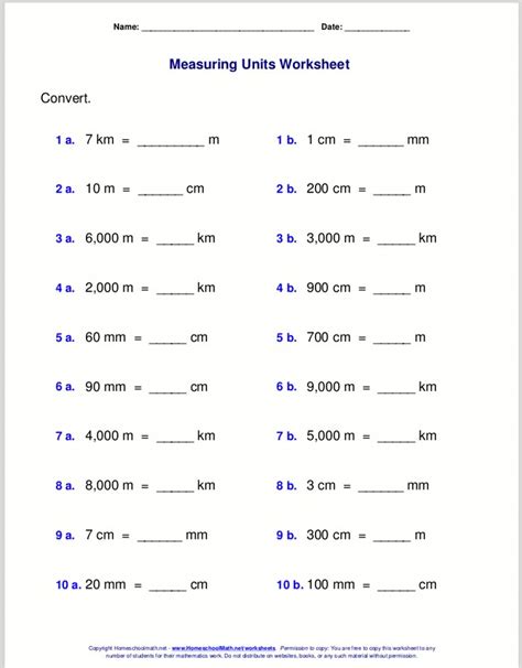 Units Of Measurement 4th Grade Worksheets