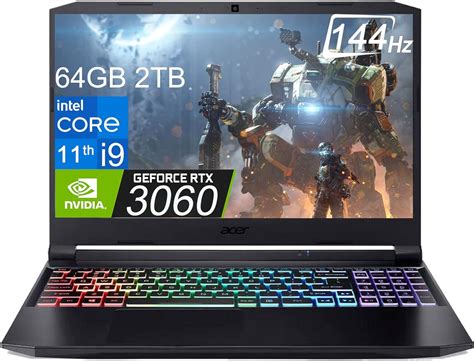 Amazon.com: acer Nitro 5 Gaming Laptop (15.6 inch FHD 144Hz IPS, Intel 8-Core i9-11900H, 64GB ...