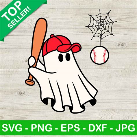 Baseball Ghost Halloween Svg Ghost Boys Baseball Svg Spooky Ghost Svg