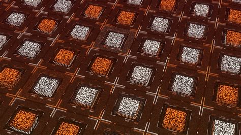 Rows Of Square Shaped Qr Codes With Moving Electrical Impulses On