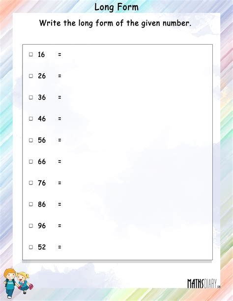 Long Form Expanded Form Math Worksheets