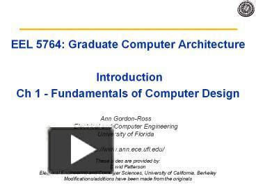 PPT EEL Graduate Computer Architecture Introduction Ch Fundamentals Of Computer Design