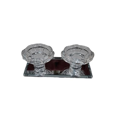 Candle Holder Glass Flat Double Home Plus Distributions