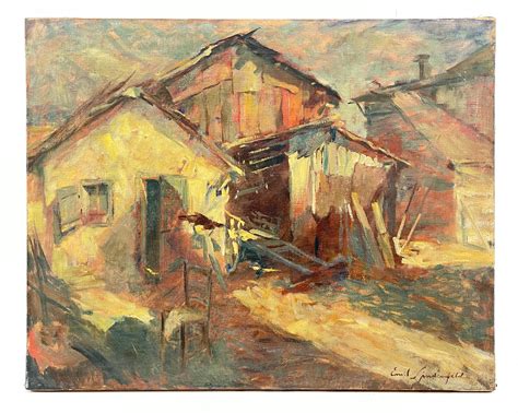 Lot Emil Lindenfeld Harbor Scene Oil On Canvas