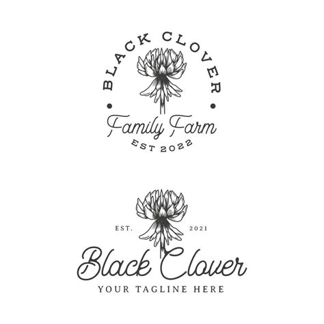 Vintage Hand Drawn Black Clover Logo Design Template 14798728 Vector Art At Vecteezy
