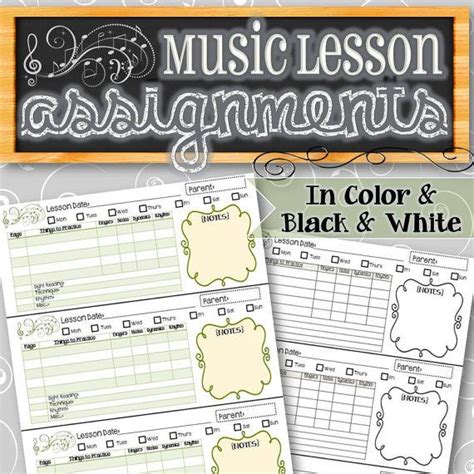Editable Music Lesson Assignment Sheets Instant Download Etsy