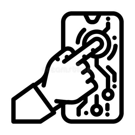 Touchscreen Hand Interaction Augmented Reality Line Icon Vector Illustration Stock Illustration