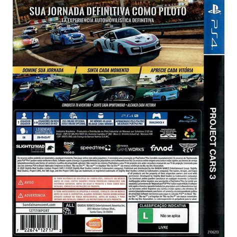 Project Cars 3 Ps4 Seminovo Jogo Mídia Física Arena Games Loja Geek