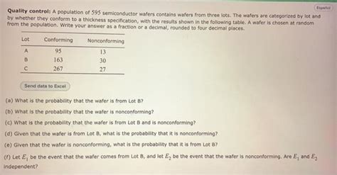 Solved Quality Control A Population Of 595 Semiconductor
