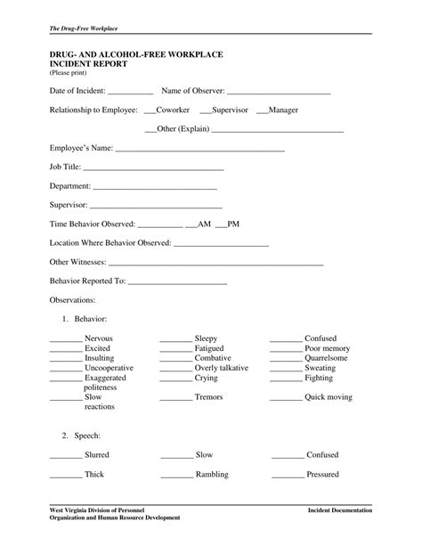 Medication Incident Report Form Template