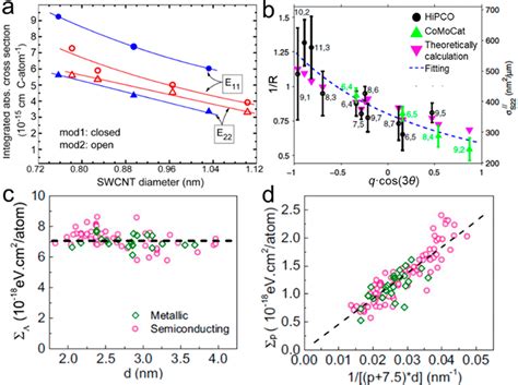 A Integrated E 11 And E 22 Absorption Cross Sections As A Function Of