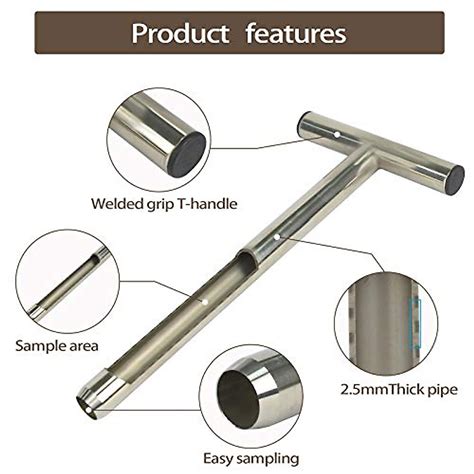 Hihydro Soil Sampler Probe 12 Inch Stainless Steel With 2 Pcs Reusable
