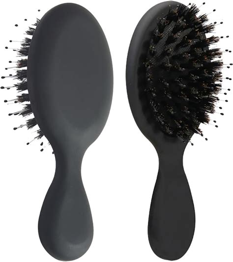 Boar Bristle Mini Paddle Hair Brush For Women Men Travel Detangling