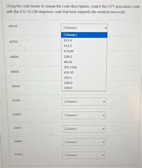 Solved Using The Code Books To Review The Code Descriptions Match The