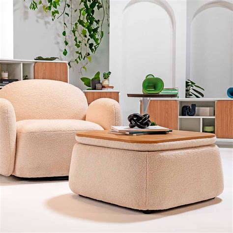 Mesa De Centro Elements Berti 3 Em 1 Mesa Puff Baú