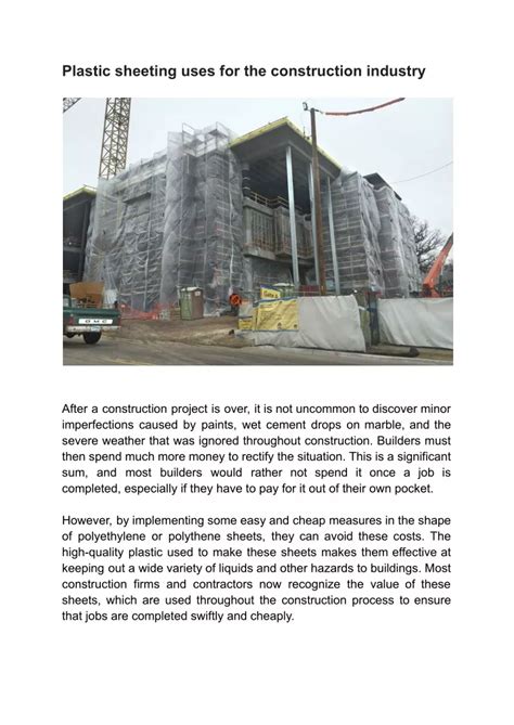 Ppt Plastic Sheeting Uses For The Construction Industry Powerpoint