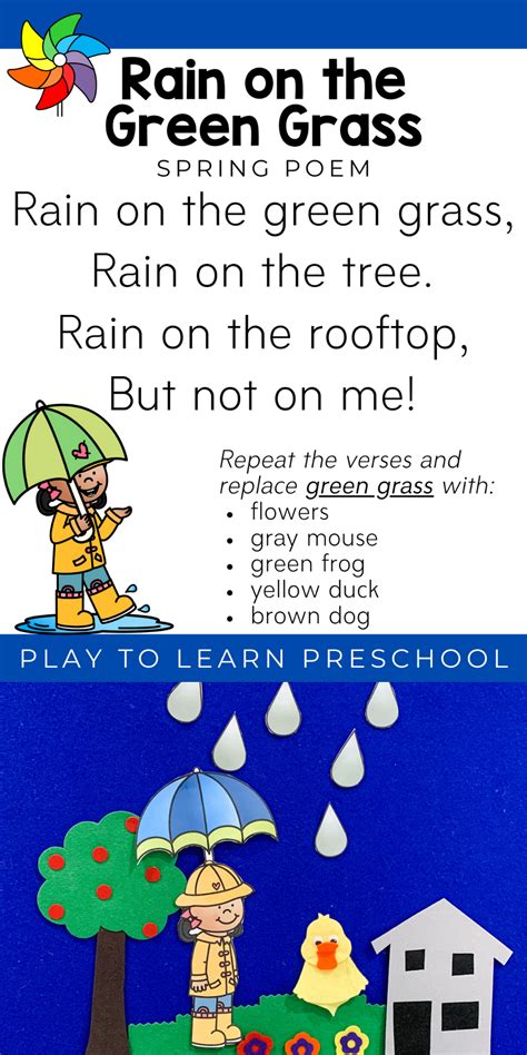 Rain On The Green Grass Poem Preschool Pré School Activities