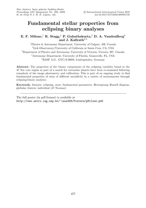 pdf fundamental stellar properties from eclipsing binary analyses