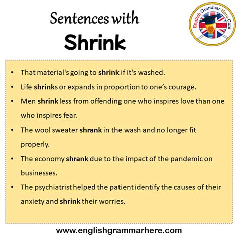 Sentences With Shrink Shrink In A Sentence In English Sentences For