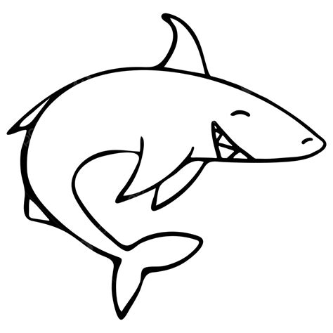 Illustration Of A Handdrawn Shark Doodle Sketch In Black And White