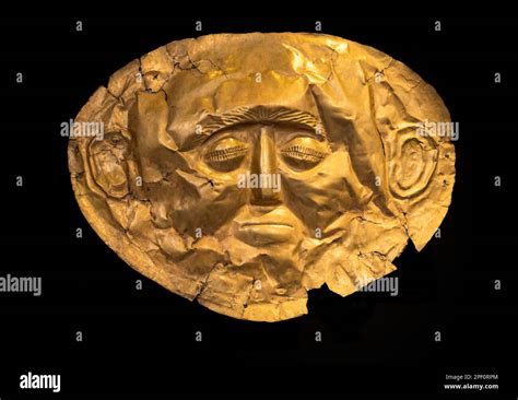 A 16th Century Bc Gold Funerary Mask From Grave Iv Of Grave Circle A