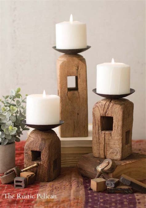 Modern Rustic Home Decor Rustic Wooden Candle Holders Reclaimed Wood