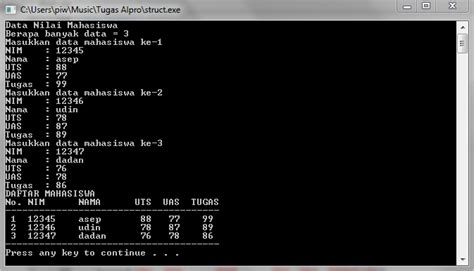 Membuat Data Mahasiswa Menggunakan Array Of Record