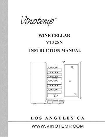 Vinotemp Vt32sn Wine Cellar Owners Manual Manualzz