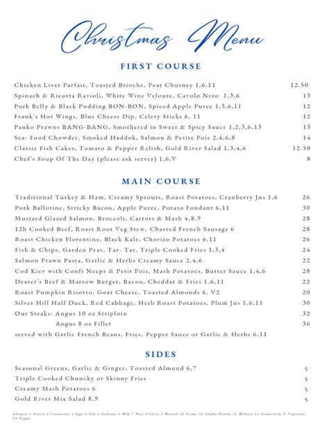 Dinner Menu Pdf