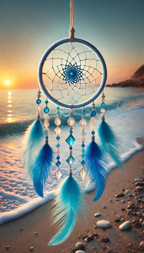 Serene Blue Dreamcatcher At Sunset By The Sea Dream Catcher Wallpaper