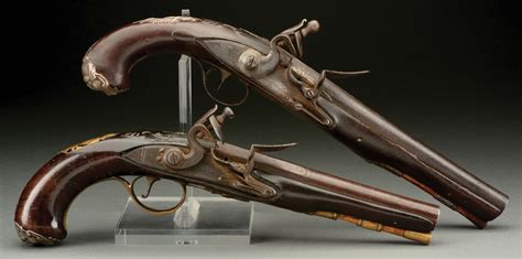 A Lot Of 2 English Flintlock Officers Pistols Auctions And Price