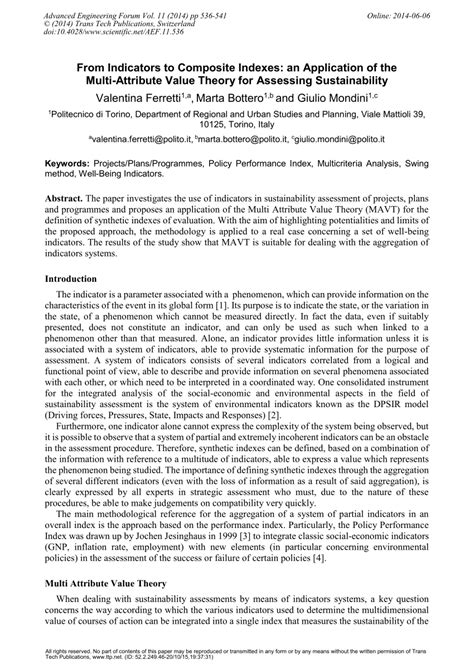 Pdf From Indicators To Composite Indexes An Application Of The Multi