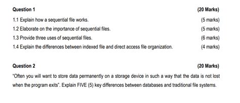 Solved Question 1 20 Marks 11 Explain How A Sequential