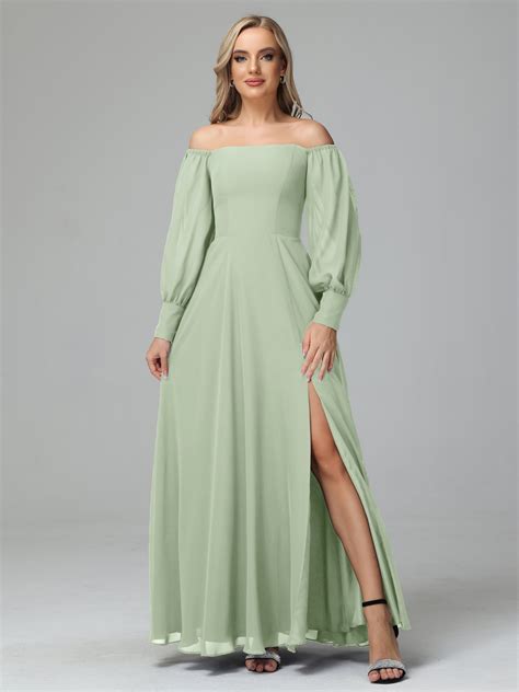 Mirabelle Off Shoulder Long Sleeves Chiffon Bridesmaid Dresses