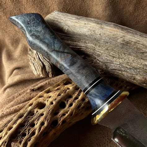 23 112 Stabilized Blue Dyed Spalted Maple Burl Bowie Dagger Mcpherson