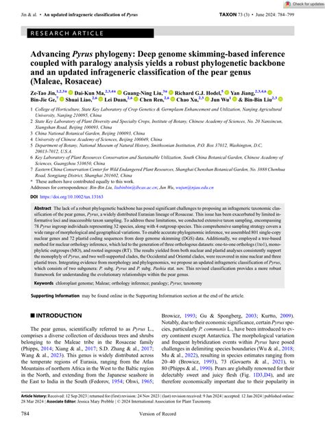 Pdf Advancing Pyrus Phylogeny Deep Genome Skimming‐based Inference Coupled With Paralogy