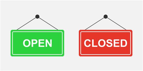 Open Door And Closed Door Signs In Flat Design Style Isolated On
