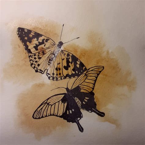 Ink Drawings Of Butterflies Designart One Line Butterfly Drawing On