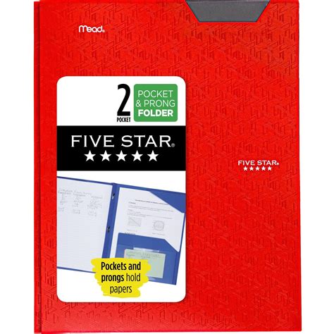 Mead Five Star 2 Pocket And Prong Plastic Folder Red 169 Free Shipping W Prime Or On 35