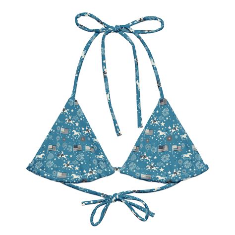 Independence Blues Fourth Of July Cowboy String Bikini Top Russells