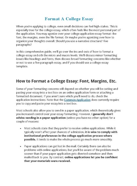 College Essay Format 11 Format A College Essay When Youre Applying