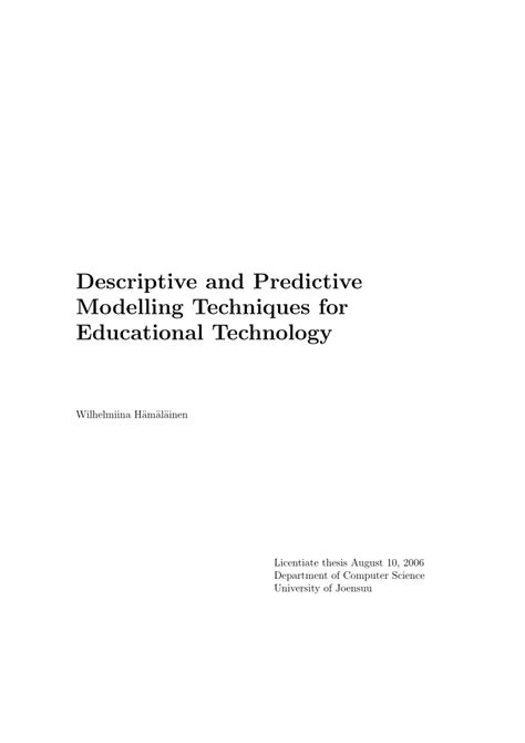 pdf descriptive and predictive modelling techniques for educational