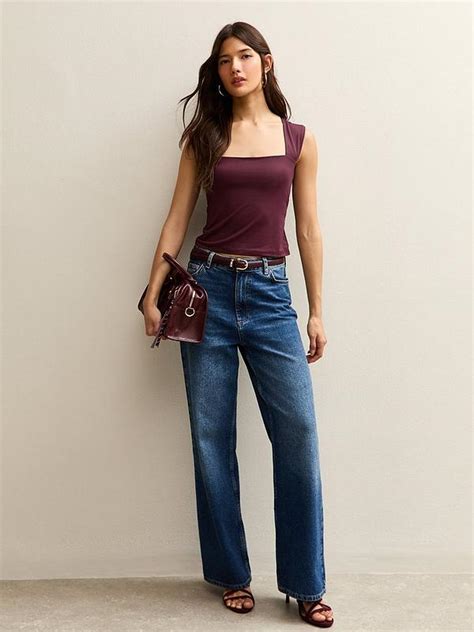 New Look Burgundy Square Neck Vest Top Red Very
