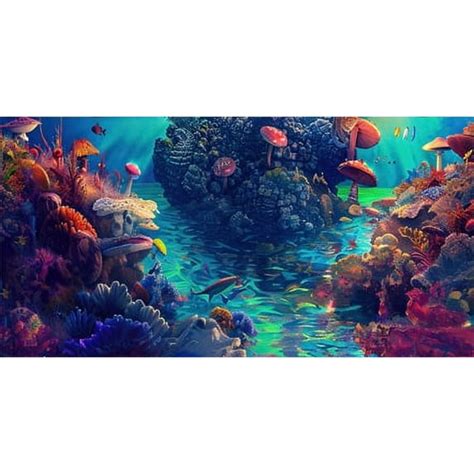 Undersea Theme Aquarium Background Polyester Background Colorful Coral